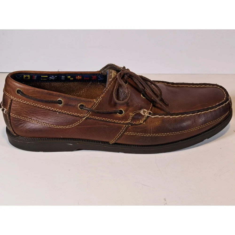 Timberland | Shoes | Timberland Mens Brown Leather Boat Shoes Nautical ...